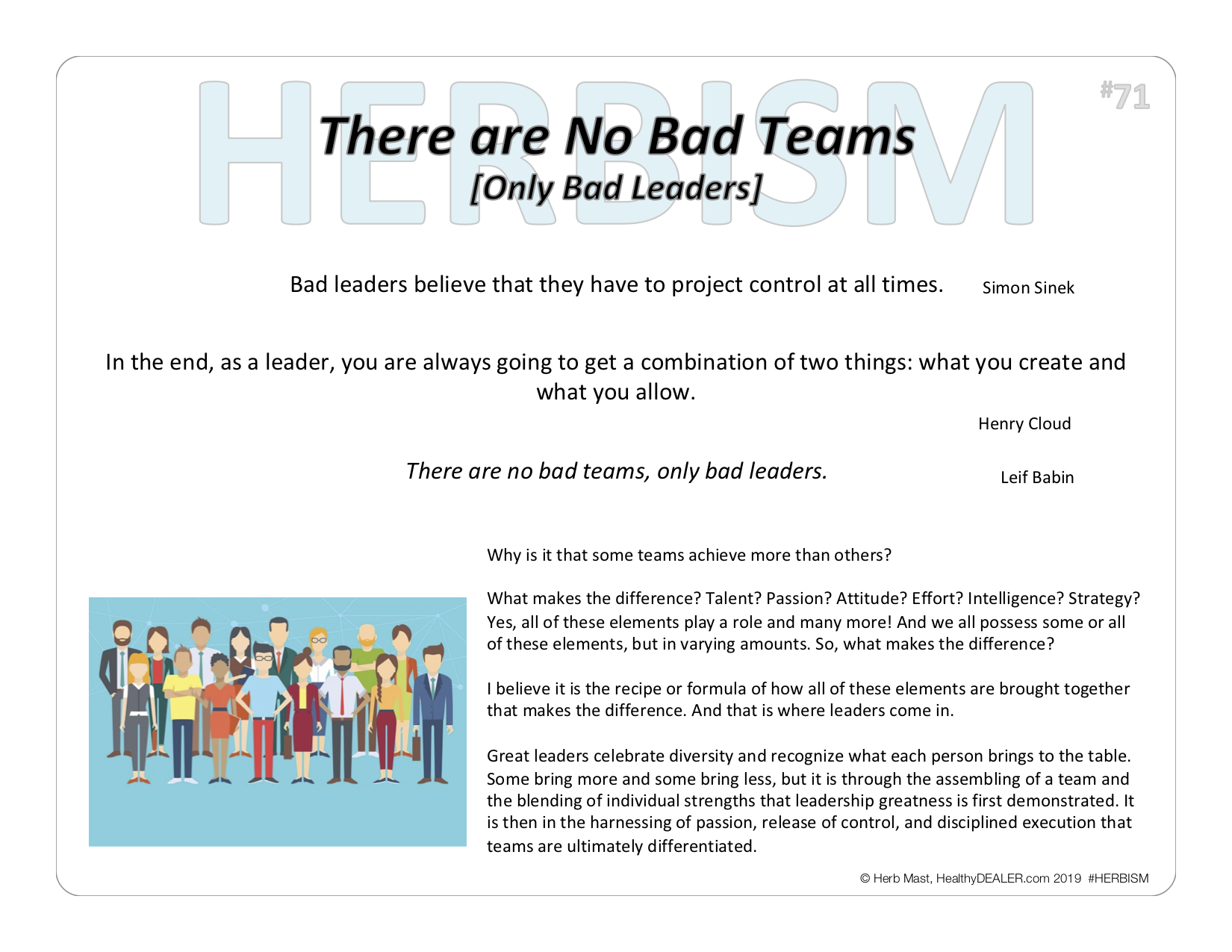HERBISM #71 – There Are No Bad Teams, Only Bad Leaders | healthyDEALER.com