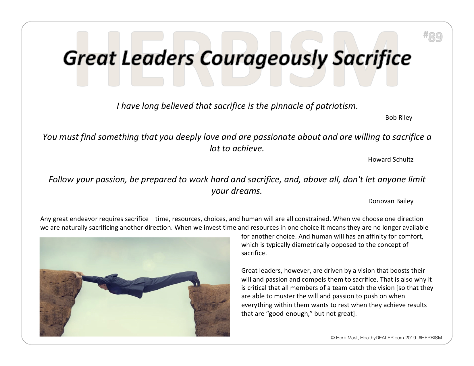 HERBISM #89 – Great Leaders Courageously Sacrifice | healthyDEALER.com